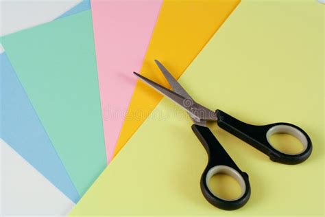 Scissors With Paper Stock Image Image Of Color Orange 17116557