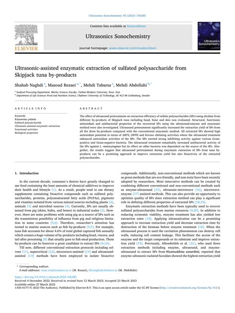 Pdf Ultrasonic Assisted Enzymatic Extraction Of Sulfated