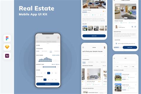 Real Estate Mobile App Ui Kit Ui Kits And Libraries ~ Creative Market