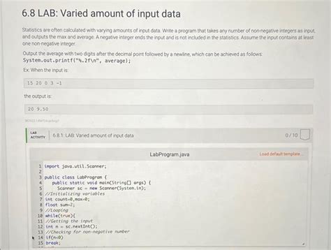 Solved 68 Lab Varied Amount Of Input Data Statistics Are