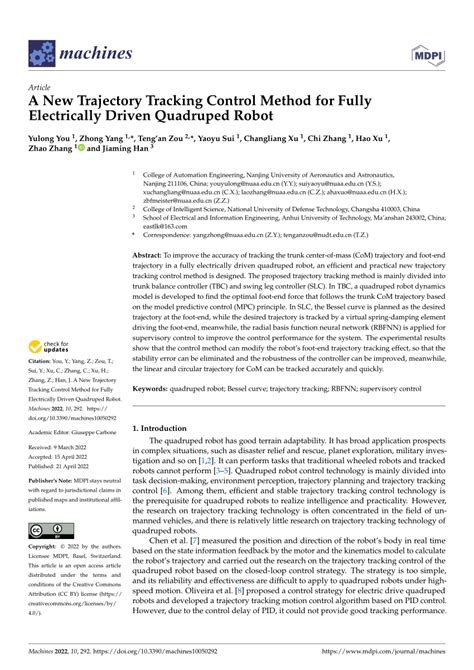 Pdf A New Trajectory Tracking Control Method For Fully Electrically Driven Quadruped Robot