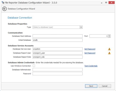 configuring the database micro focus file reporter 3 6 installation guide