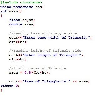 C Program To Find Area Of Triangle About Codes