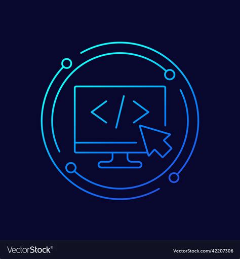 Coding Line Icon With Code On Screen Royalty Free Vector