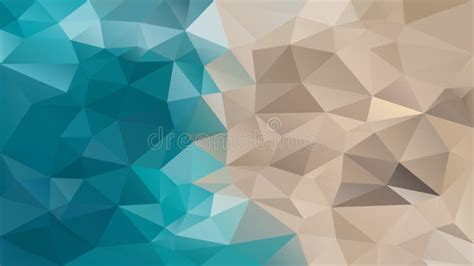 Vector Irregular Polygon Background Triangle Low Poly Pattern Teal Ocean Blue And Sand Beige