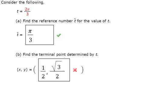 solved find the reference number for each value of t find