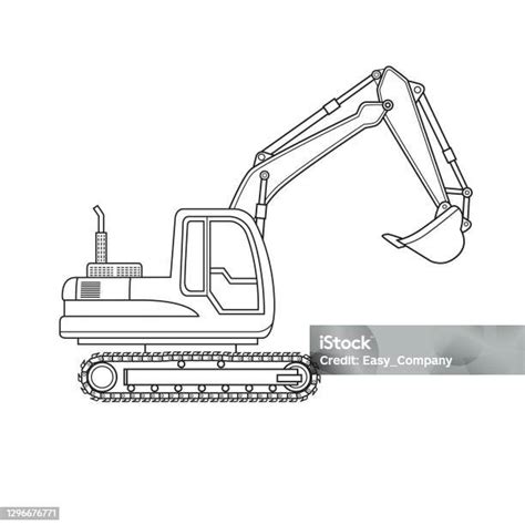 만화 굴삭기 굴착기 크롤러 바퀴 차량 장비 기계 건설 현장 색칠 페이지 어린이 책만 흑백 흙 파는 기계에 대한 스톡 벡터 아트 및 기타 이미지 Istock