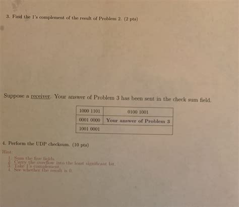 Solved 4 Udp Checksum 20 Pts Suppose A Sender That Is To