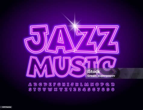 벡터 엔터테인먼트 포스터 재즈 뮤직 네온 알파벳 문자 및 숫자 세트 공연에 대한 스톡 벡터 아트 및 기타 이미지 공연 광학