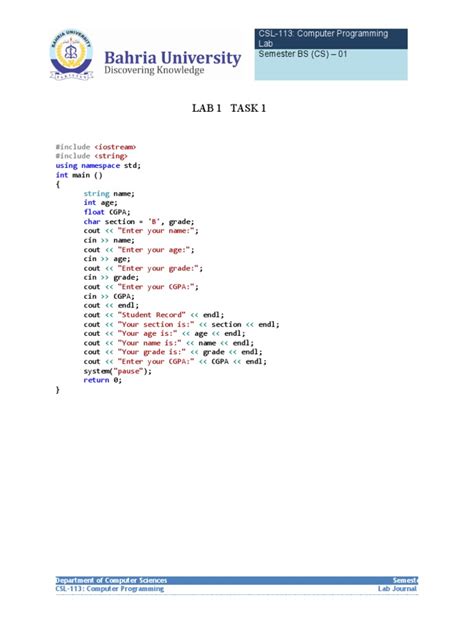 Cp Lab 1 Task 1 4 Pdf Computer Programming Computer Science