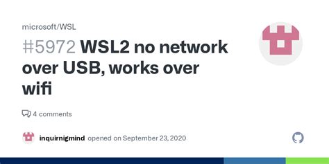 Wsl2 No Network Over Usb Works Over Wifi · Issue 5972 · Microsoftwsl
