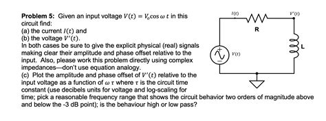 Solved V T Problem 5 Given An Input Voltage V T V Cos Chegg Com