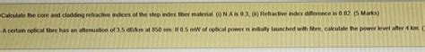 Solved Calculate The Core And Cladding Refractive Indices Of