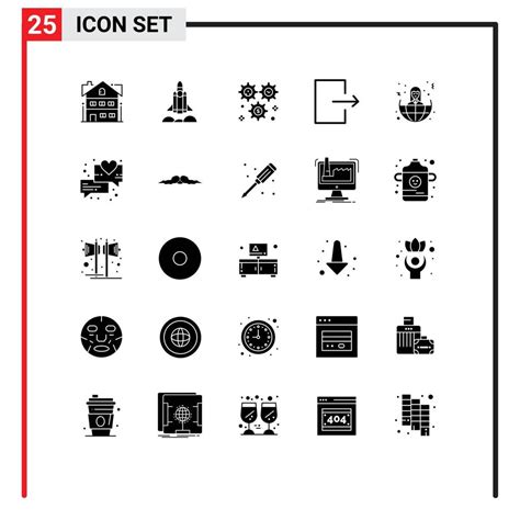 Pictogram Set Of 25 Simple Solid Glyphs Of Offshore Send Cog Exit Dollar Editable Vector Design