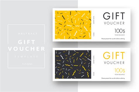 추상 선물 바우처 카드 템플릿입니다 기하학적 모양 패턴현대 할인 쿠폰 또는 인증서 레이아웃 정보 샘플 텍스트와 벡터 패션 밝은