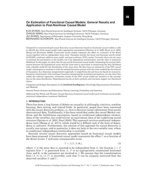 Pdf 39 On Estimation Of Functional Causal Models General €¦ · A