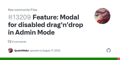 Feature Modal For Disabled Drag N Drop In Admin Mode Issue Files Community Files