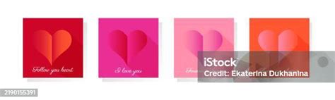 사랑 포스터 세트 마음을 가진 현대 추상 템플릿입니다 광고 템플릿 배너 표지 라벨 전단지 카드의 평면 디자인 핑크 레드 색상