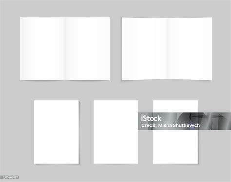 화이트 블랭크 A4 A5 브로셔 흰색 종이 다양한 그림자 배너 시트 브로셔 모형 0명에 대한 스톡 벡터 아트 및 기타 이미지 0명 A4 용지 광고 Istock