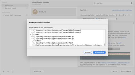 Cannot Add Swiftlint As Package For Xcode Plugin · Issue 4641 · Realm