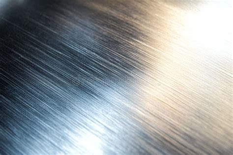 Brushed Silver Texture With Shiny Metallic Surface And Gradient Lighting Effect Stock