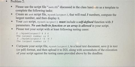 solved problem 2 please use the script file awkc8b