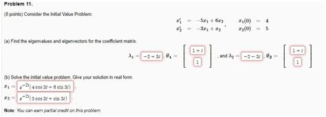 solved problem 11 8 points consider the initial value