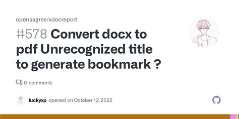 convert docx to pdf unrecognized title to generate bookmark · issue