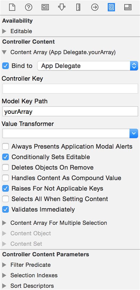 Macos Populate An Nstableview Using An Array Bind Table Stack