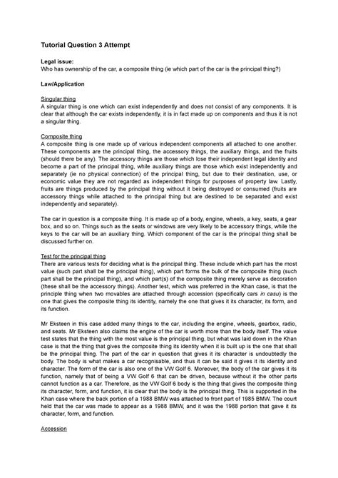 Lpy Tutorial 3 Summary Tutorial Question 3 Attempt Legal Issue Who
