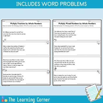 Multiply Whole Numbers By Fractions And Mixed Numbers Worksheet TPT