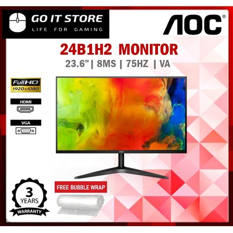 AOC B H Hz MS VA Slim Adaptive Sync Flicker Free LED Monitor HDMI VGA Shopee