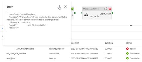Azure Az Data Factory The Function Int Was Invoked With A
