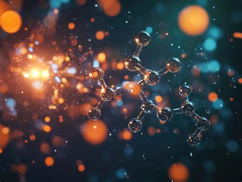 Molecular Structure In A Glowing Bokeh Background Chemistry Science And