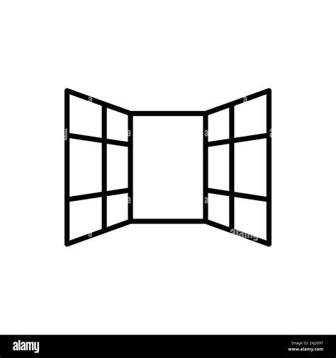 Open Windows Icon Linear Logo Mark Set Collection In Black And White For Web Stock Vector Image
