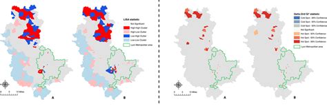 Mapping Of Local Anselin Morans I Lisa Left Maps And Getis Ord Gi Download Scientific