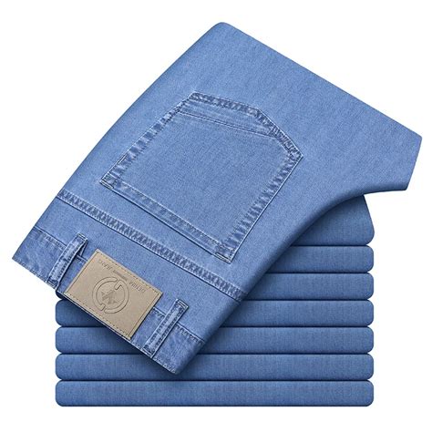 스트레이트 라이트 컬러 럭셔리 청바지 남성용 비즈니스 레저 클래식 스트레치 얇은 소프트 팬츠 데님 바지 2023 여름 신상품 Aliexpress