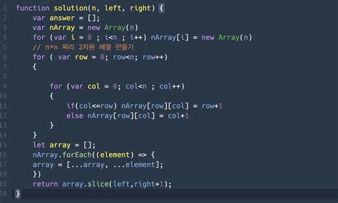 프로그래머스 N2 배열 자르기 문제풀이 Javascript