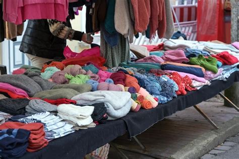 Premium Photo High Angle View Of Clothes For Sale