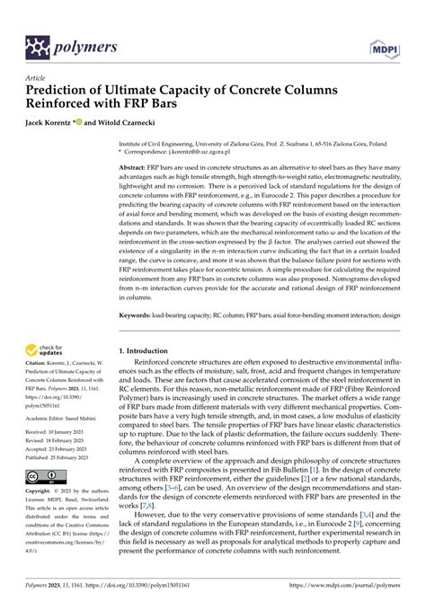 Pdf Prediction Of Ultimate Capacity Of Concrete Columns Reinforced