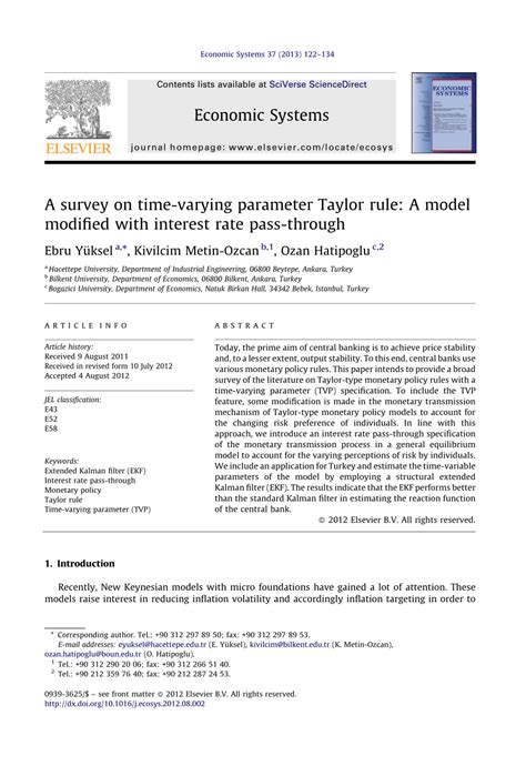 pdf a survey on time varying parameter
