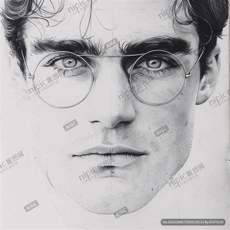 Ai创作图写实人物绘画 手绘墨镜男 美式手绘人物 高清铅笔画 写实主义肖像画 手绘男头像 眼镜男子简笔画 人物局部肖像 创意人像设计初稿草稿