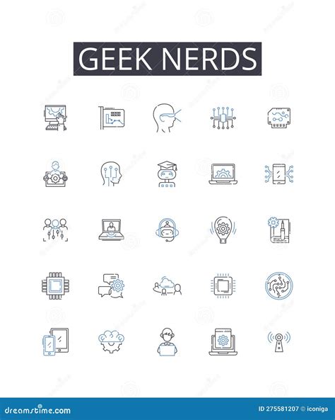 Geek Nerds Line Icons Collection Friendship Bonding Camaraderie