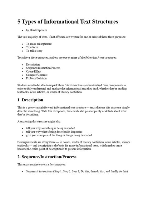 5 Types Of Informational Text Structures Pdf