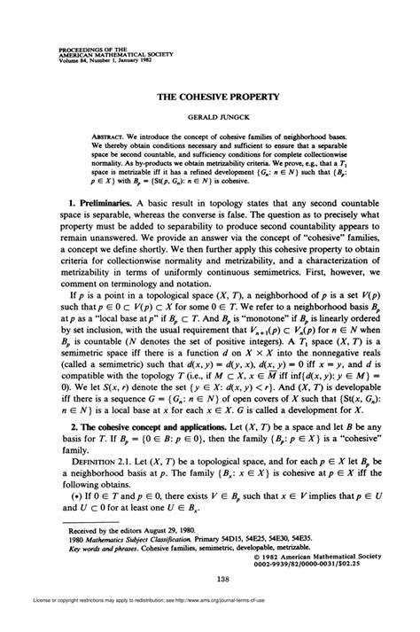 Pdf The Cohesive Property