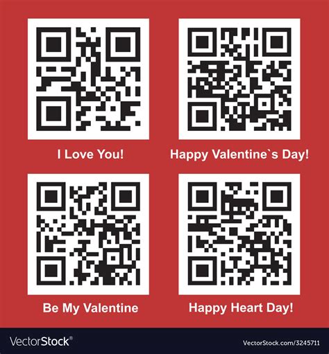 Love And Valentine Day Readable Qr Codes Vector Image