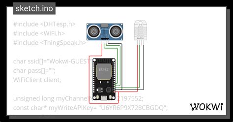 Dhtultrasonicthingspeak Wokwi Esp32 Stm32 Arduino Simulator
