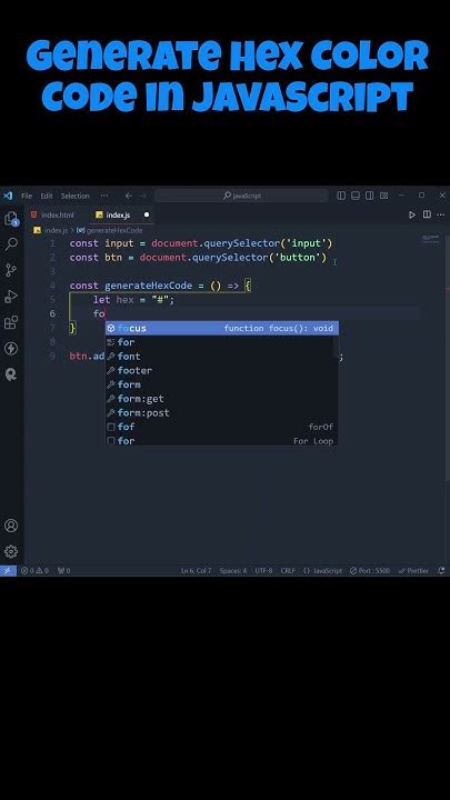 Javascript Tips 🔥😎🚀👨‍💻 1 50 How To Generate Hex Color Code Hindi