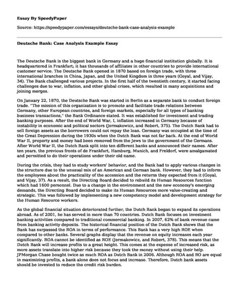 📚 Deutsche Bank Case Analysis Example