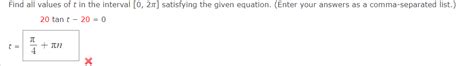 Solved Find all values of t in the interval π Chegg